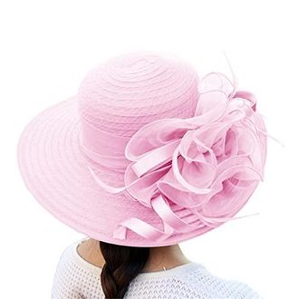 Generic Chapeau de soleil en maille pour printemps et &eacute;t&eacute; - Chapeau &agrave; large bord pour femme - Temp&eacute;rament - Robe de mari&eacute;e - Chapeau pour femme - Randonn&eacute;e, r