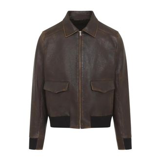 Prada Lederjacke - - Jackets - Herren - Braun - L