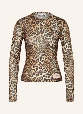 Ganni Longsleeve Aus Mesh braun