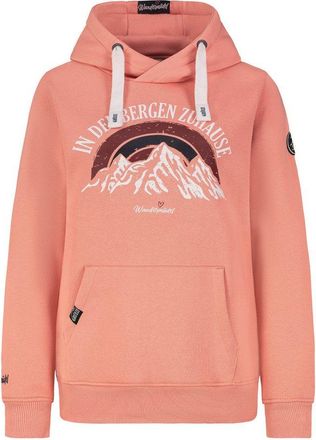 Sublevel Hoodie K&auml;ngurutasche Schriftzug Elastischer Bund Freizeitlook f&uuml;r Damen (1-tlg) Baumwolle Regular Fit Kapuze bedruckt atmungsaktiv