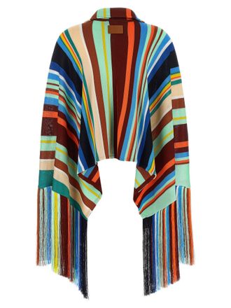 Fendi Multicolor Striped with Fringes Cape - Multicolor