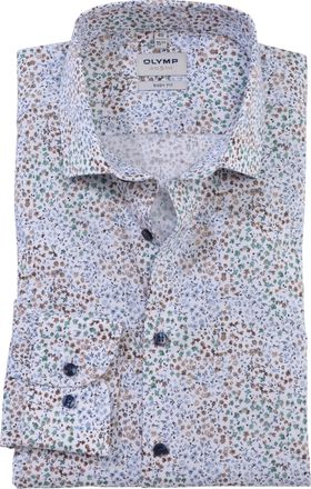 Olymp Herren Businesshemd Langarm Level.Five.Body.fit,Digitaldruck auf Uni,Body fit,Modern Kent,gr&uuml;n 45,45