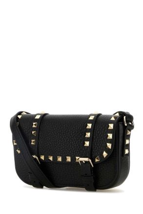 Valentino Garavani Womens Black Leather Rockstud Crossbody Bag Nero Clutch