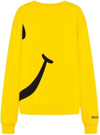 Moschino unisex, Sweatshirts et sweats &agrave; capuche, Jaune, Taille: S Smiley Cotton SweaT-shirt