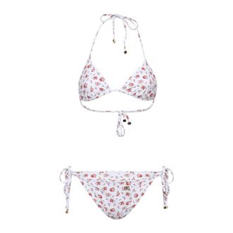Dolce & Gabbana Femme, Maillots de bain, Rouge, Taille: 44 FR Petit bikini triangle &agrave; imprim&eacute; roses