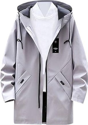 Generic Manteau Homme Long,Manteaux dext&eacute;rieur pour hommes &agrave; coupe ajust&eacute;e longueur moyenne fermeture &eacute;clair Trench-Coat &agrave; capuche design moderne et fonctionn
