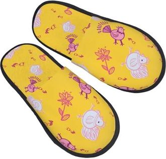 Generic Petite Poule Jaune Avec Une Fleur Unisexe Chaussures De Maison Chaud Slippers Antid&eacute;rapantes Chaussons Pour Maison Int&eacute;rieur Hiver L