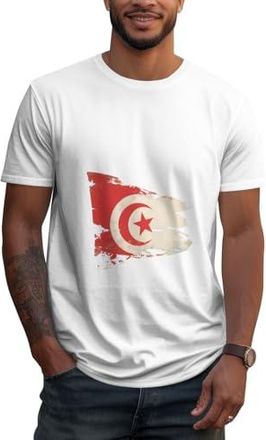 Generic T-Shirts Décontractés À Manches Courtes, Amples, en Coton, Style Streetwear, Hip-Hop Tunisie Drapeau National. T-Shirts De Sport, Col Ras du Cou, Déco