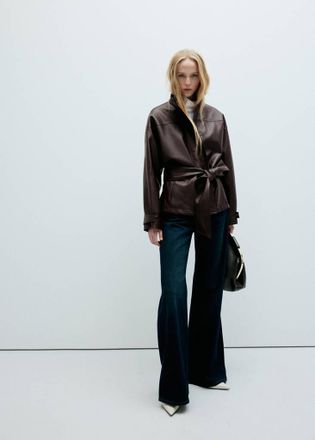 Mango Veste oversize avec ceinture chocolat - Femme - XS - MANGO