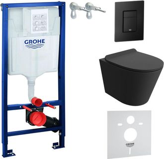 GROHE Wc Set mit Vorwandelement, Wand-WC und Sp&uuml;lknopf - Grohe