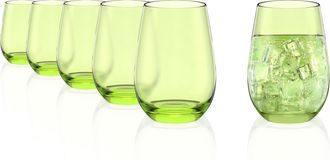 Stölzle Wassergläser Elements Kids Grün 6er-Set 335 ml - Allroundgläser für Wasser, Saft & Cocktails - Trinkgläser aus hochwertigem Kristallglas - Spülmaschin