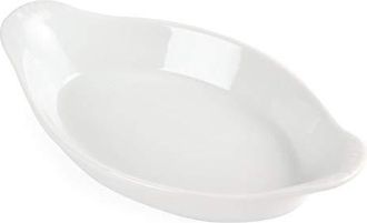 Olympia Plats ovales &agrave; oreilles blancs Whiteware (Lot de 6), 20,4 cm/215 ml/7,5 oz, porcelaine vitrifi&eacute;e, r&eacute;sistant &agrave; la chaleur et aux chocs, passe au micro 