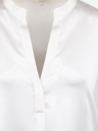 Vince Womens Silk V-Neck Shirt White