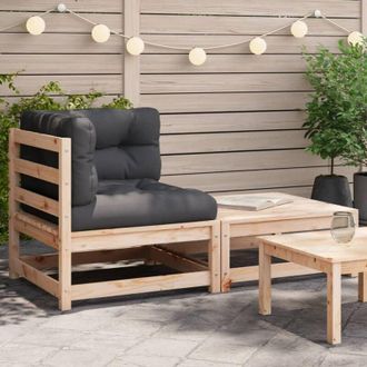 vidaXL Garten-Ecksofa mit Kissen und Hocker - Vidaxl