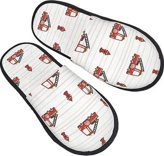Generic Pantoufles Camion De Pompiers De La Ville Confortable Slippers Lavables Pantoufles En Coton Pour Unisex Chambre Outdoor L