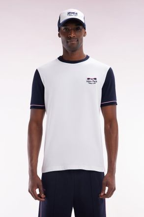 Eden Park T-shirt Bicolore En Coton Blanc Broderie Eden Park French Flair Coupe Droite