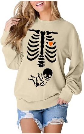 Generic Sweatshirts pour femmes, t-shirts &agrave; manches longues d&eacute;contract&eacute;s avec graphique, col rond, sweatshirts, hauts de pull pour femmes Veste de surv&ecirc;tement