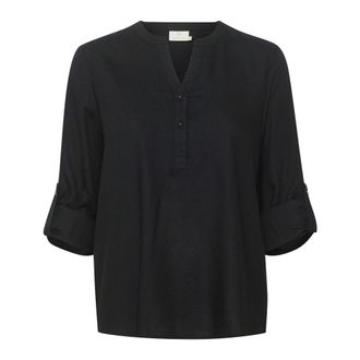 Kaffe Schwarze tiefe Bluse mit V-Ausschnitt - - Blouses & Shirts - Damen - Schwarzk - XS