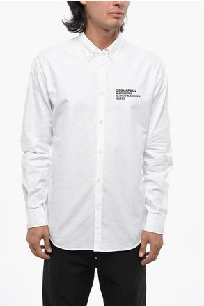 Dsquared2 Hopsack Cotton HEADQUARTER Shirt with Button-down Collar size 46