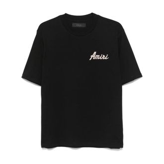 Amiri Schwarzes Baumwoll-Jersey-Logo-T-Shirt - - Tops - Herren - Schwarzk - 2XL