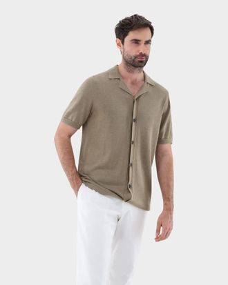 van Laack Strickhemd kurzarm mit Reverskragen