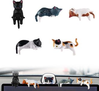 Generic Mini-Katzenfiguren, 5er-Set Entz&uuml;ckender Handgefertigter K&auml;tzchen, Kleine Katzenfiguren, Niedliche Katzen Aus Kunstharz Als Dekoration for Armaturenbr