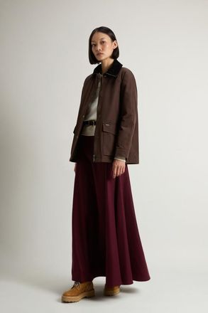 Woolrich Damen Jacke aus Ramar Cloth mit Cordkragen Braun Größe XXS