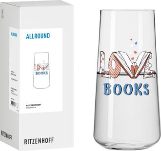 Ritzenhoff 8272001 Allroundglas 600 ml - Serie B&uuml;cher - mit Spruch LOVE BOOKS - Made in Germany