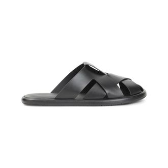 Giorgio Armani Homme, Chaussures, Noir, Taille: 45 EU Sandales Crois&eacute;es en Cuir de Veau Velours