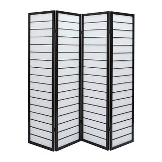 Miliboo Japanischer Paravent schwarzes Holz und Reispapier GIBON