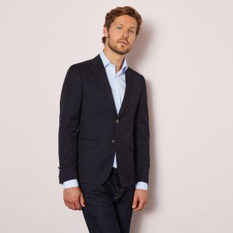 Eden Park Blazer Bleu Marine Slim Fit 100 % Laine Old Ref Pp