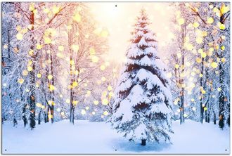 Wallario Outdoor-Poster f&uuml;r Garten oder Balkon Winterzauber im Lichterglanz, Motivbanner Gr&ouml;&szlig;e: ca. 60 x 90 cm, Outdoor-Bild