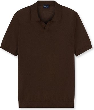 Olymp Poloshirt Strick Casual mit geripptem Kragen, unifarben