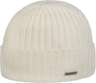 Stetson Bonnet en Cachemire Varnell Femme/Homme - Laine Beanie pour lhiver avec Revers Hiver Automne-Hiver - Taille Unique Blanc cr&egrave;me