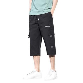 Generic Pantalon cargo pour homme 2026 - Short au-dessus du genou - Poche &eacute;lastique, Noir, 3XL