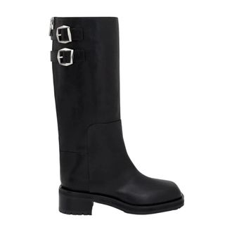 Jimmy Choo London Femme, Chaussures, Noir, Taille: 37 EU Bottes noires en cuir jusquau genou avec boucles d&eacute;coratives