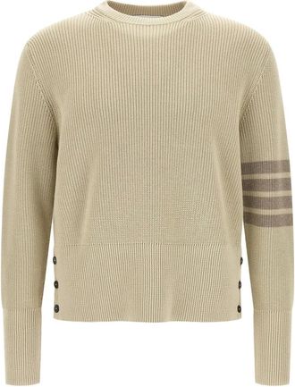 Thom Browne Homme, Pulls, Beige, Taille: XL Pull en coton &agrave; 4 barres