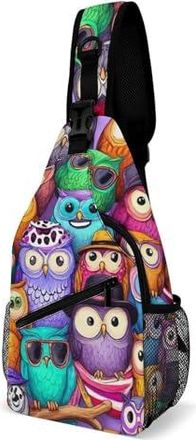 Generic Sacoche Tactique Chouettes mignonnes de dessin anim&eacute; Mode Sacs &agrave; Bandouli&egrave;re Polyester Sling Sac &agrave; Dos pour Homme Voyage Femme