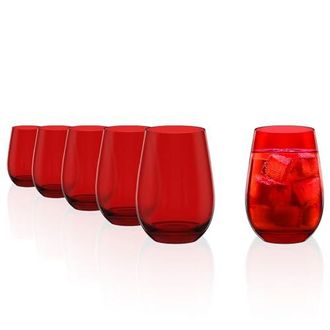 St&ouml;lzle Verres &agrave; Eau Elements Rouge Lot de 6 - 465 ml Verres en Cristal sans Plomb pour Eau Jus et Cocktails - Verres R&eacute;sistants aux Chocs et Lave-Vaisselle -