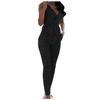 Generic Gilet sans Manche Femme Gilet Femme D&eacute;contract&eacute; Quotidien Ville Ensemble Deux Pi&egrave;ces &Eacute;t&eacute; - Top Ceintur&eacute; Et Pantalon Casual Chic Coordonn&eacute;