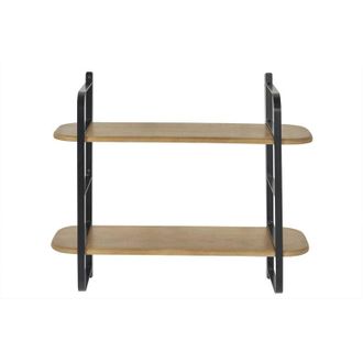 Miliboo Miliboo - Wandregal aus massivem Mangoholz und schwarzem Metall B70 cm akina
