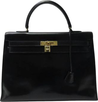 Herm&egrave;s Crossbody Bags - VINTAGE HERMES KELLY 35 BOX SELLIER HANDTASCHE AUS - Gr. unisize - in Schwarz - f&uuml;r Damen