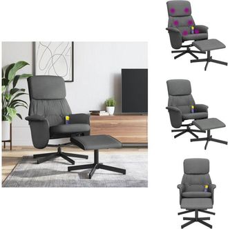 vidaXL Massagesessel mit Fu&szlig;hocker Dunkelgrau Stoff - Massage Stuhl - Relaxstuhl - Entspannungssessel - Ergonomischer Sessel - Elektrisch Einstellbar