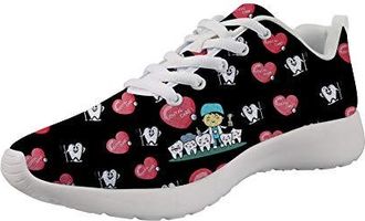 Showudesigns Chaussures de Course Running Compétition Sport Trail Entraînement Femme Mixte Adulte Basket Tennis Fitness Noir - Coeur Marrant Les Dents