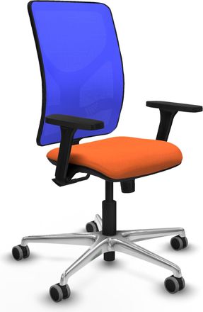 Piqueras y Crespo B&uuml;rostuhl mit 3D-Armlehnen, h&ouml;henverstellbare Lendenwirbelst&uuml;tze, ausgestattet mit 3 Positionen und Schneideschaum, Blau/Orange