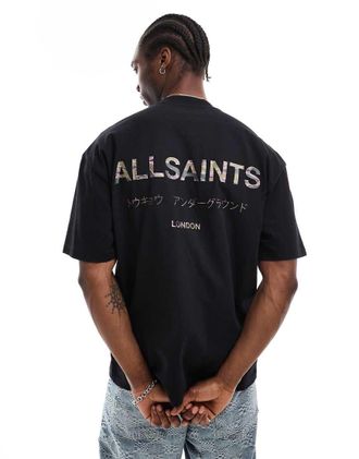AllSaints Underground - T-shirt oversize - Noir camouflage