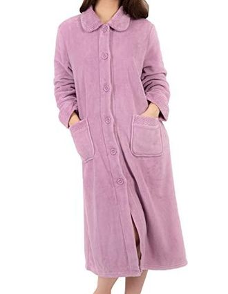 Slenderella Ladies Mini Waffle Button Robe HC4301 Heather Small