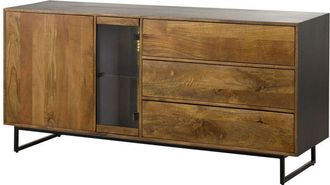 Massivmoebel24 Sideboard Mango / Altholz 173x47x81 schwarz / natur lackiert davis 20