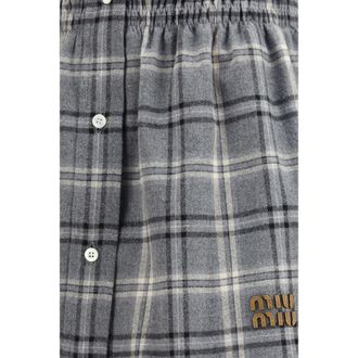 Miu Miu Check Flannel Skirt - Gray