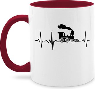 Shirtracer Tasse Tassen 325ml - Deko Hobby - Dampflok Herzschlag I Dampflokomotive Geschenk Eisenbahner Eisenbahnliebhaber - 325 ml - Bordeauxrot - w&auml;rmende f&uuml;r 
